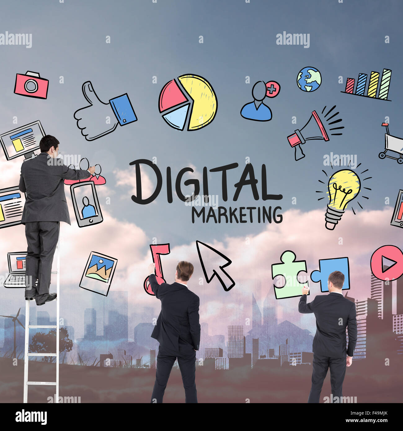 Composite image of business team writing Stock Photo - Alamy