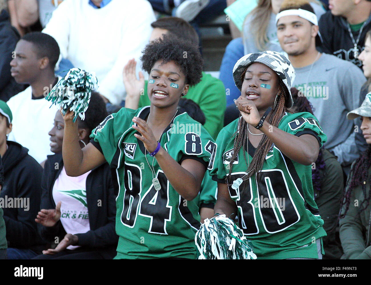 October 03, 2015: Portland State fans cheer on their Vikings during the ...