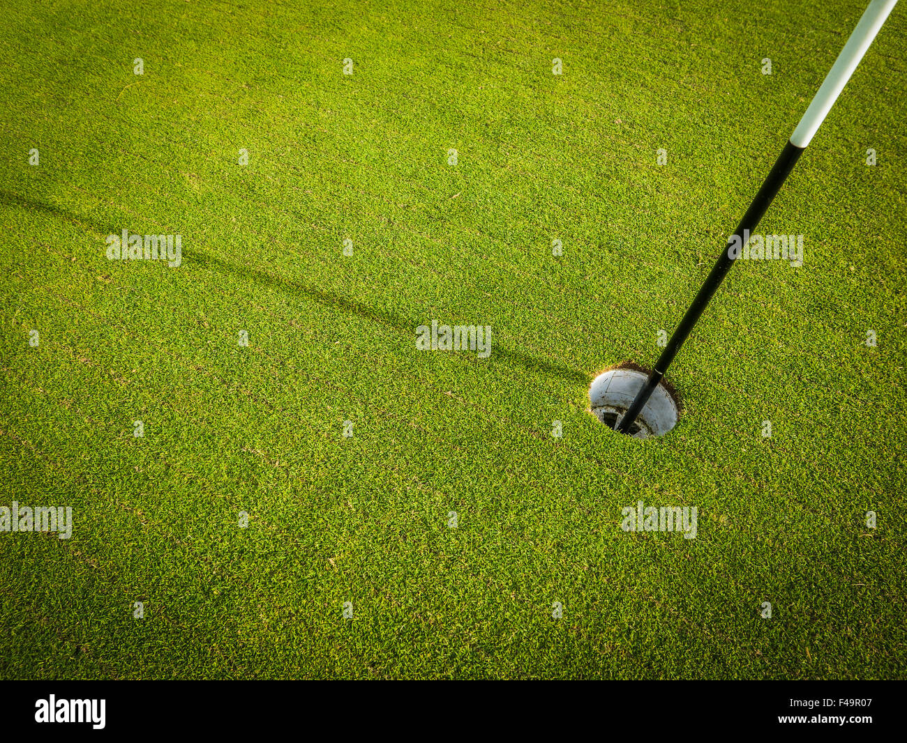 Detail Of A Hole On A Golf Course With Pole And Copy Space Stock Photo ...