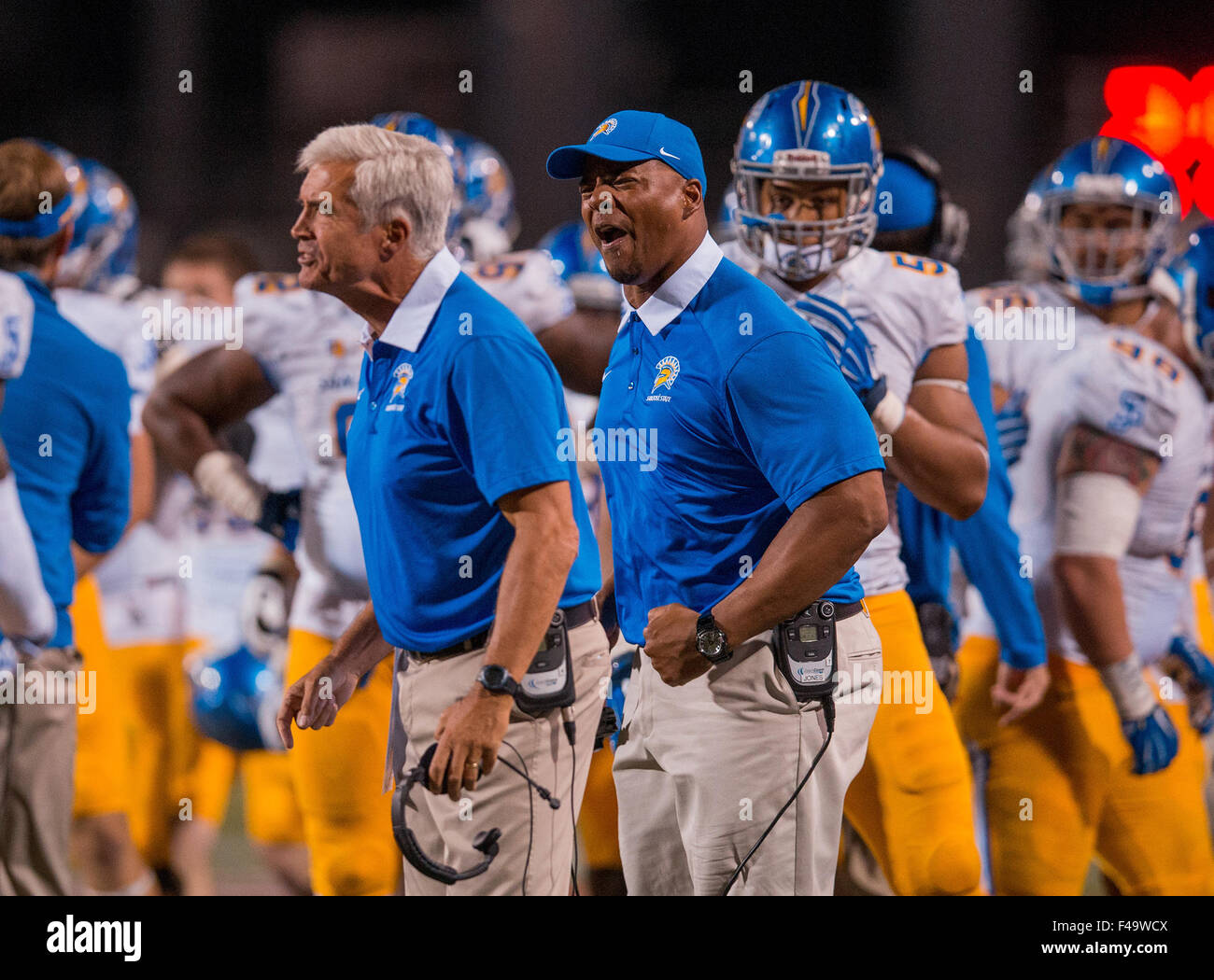 Las Vegas, NV, USA. 10th Oct, 2015. San Jose State defensive line coach ...