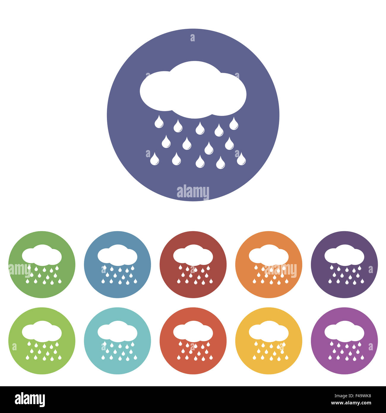 White rain flat icon Cut Out Stock Images & Pictures - Alamy