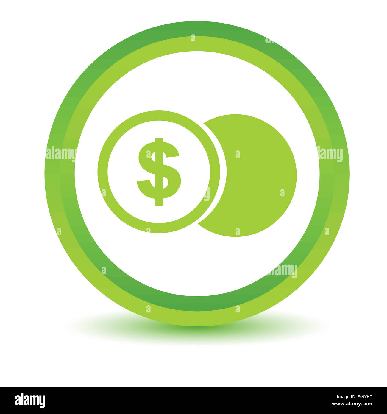 Green Dollar coin icon Stock Photo - Alamy