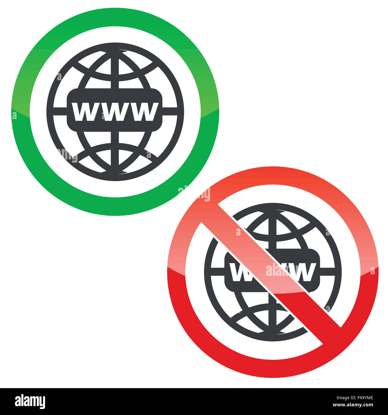 Global network permission signs set Stock Photo - Alamy