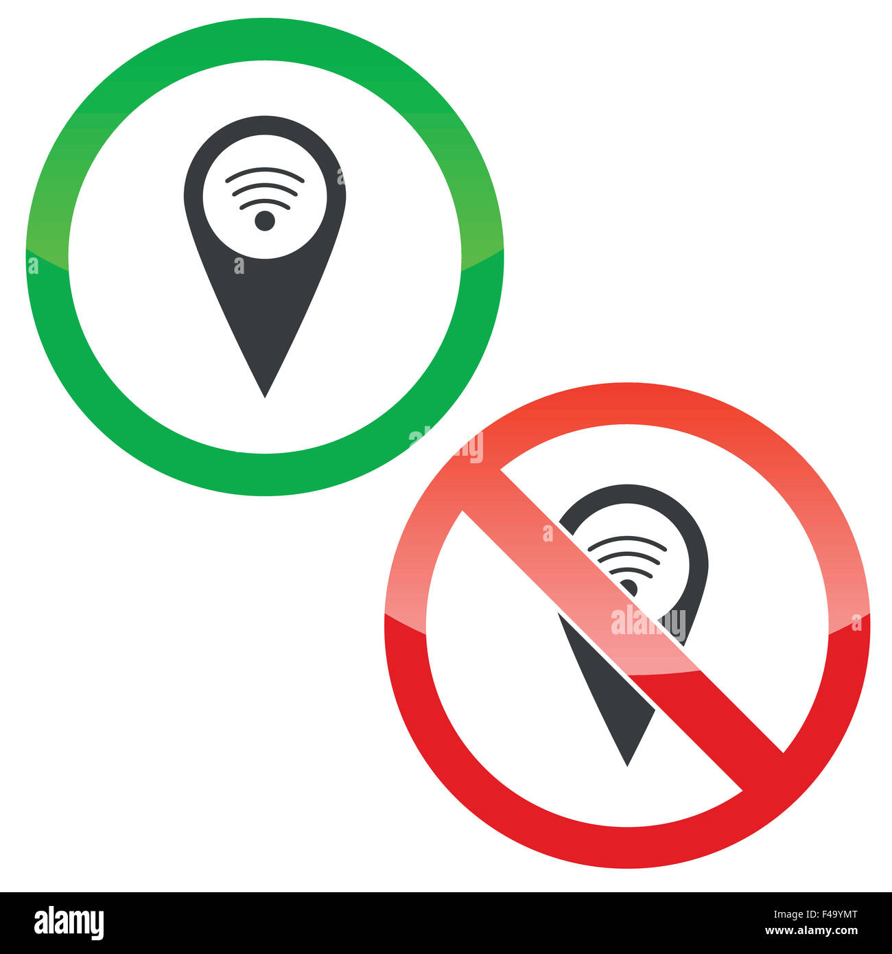 Mark Wi-Fi permission signs set Stock Photo - Alamy