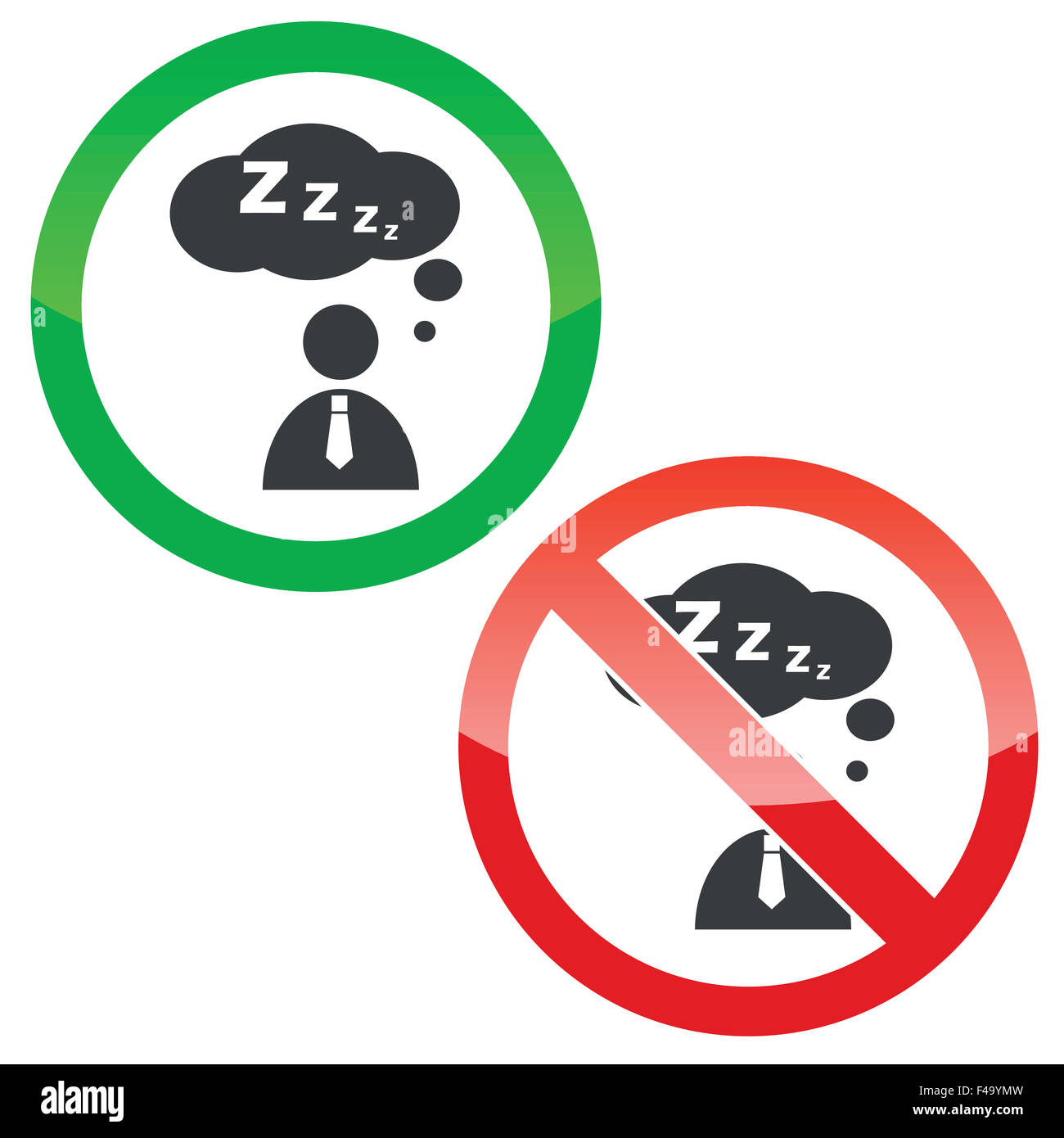 Sleeping person permission signs set Stock Photo - Alamy
