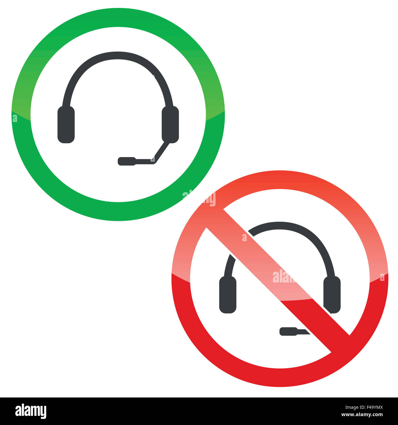 Headset permission signs set Stock Photo - Alamy