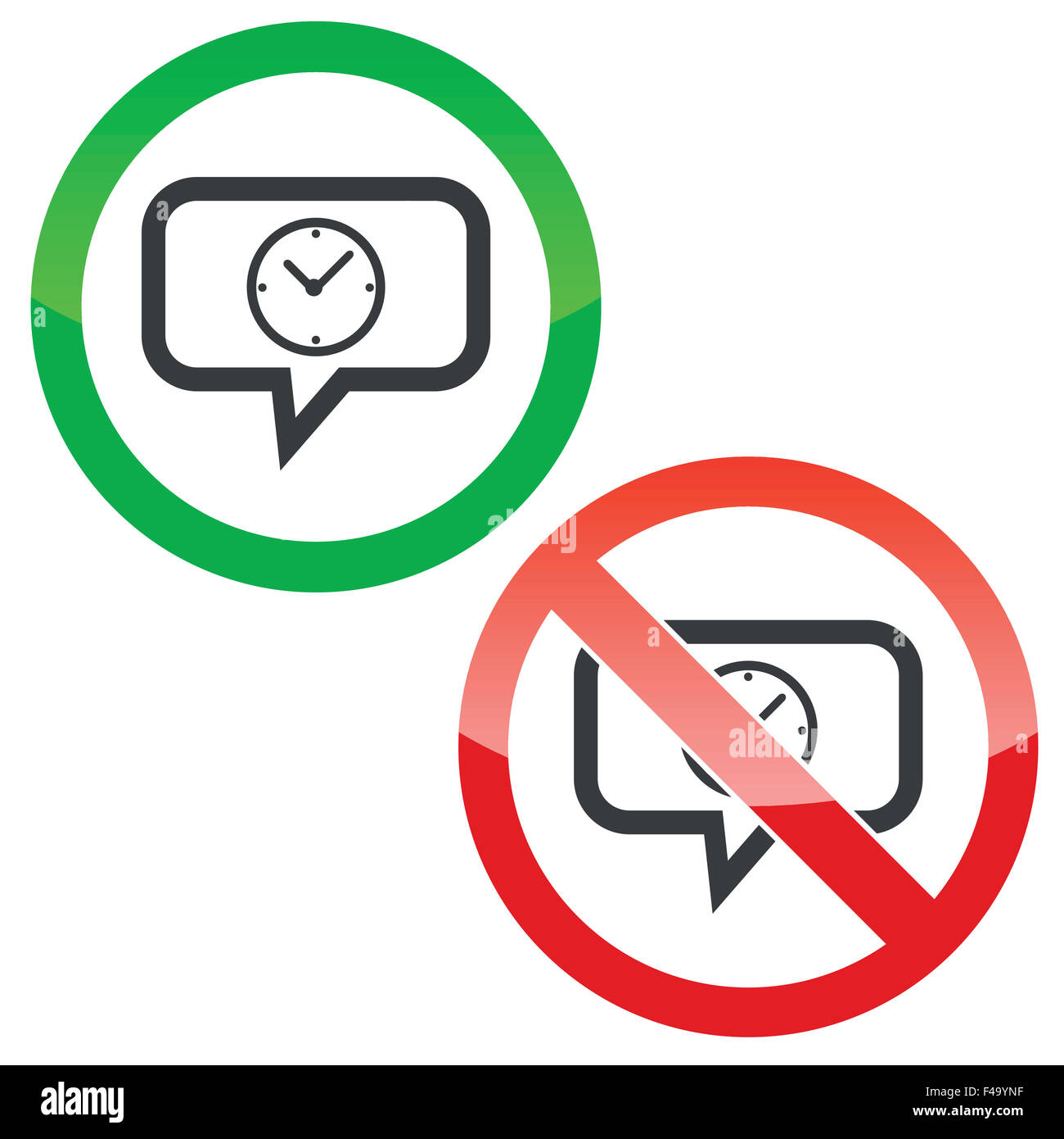 Clock message permission signs Stock Photo - Alamy