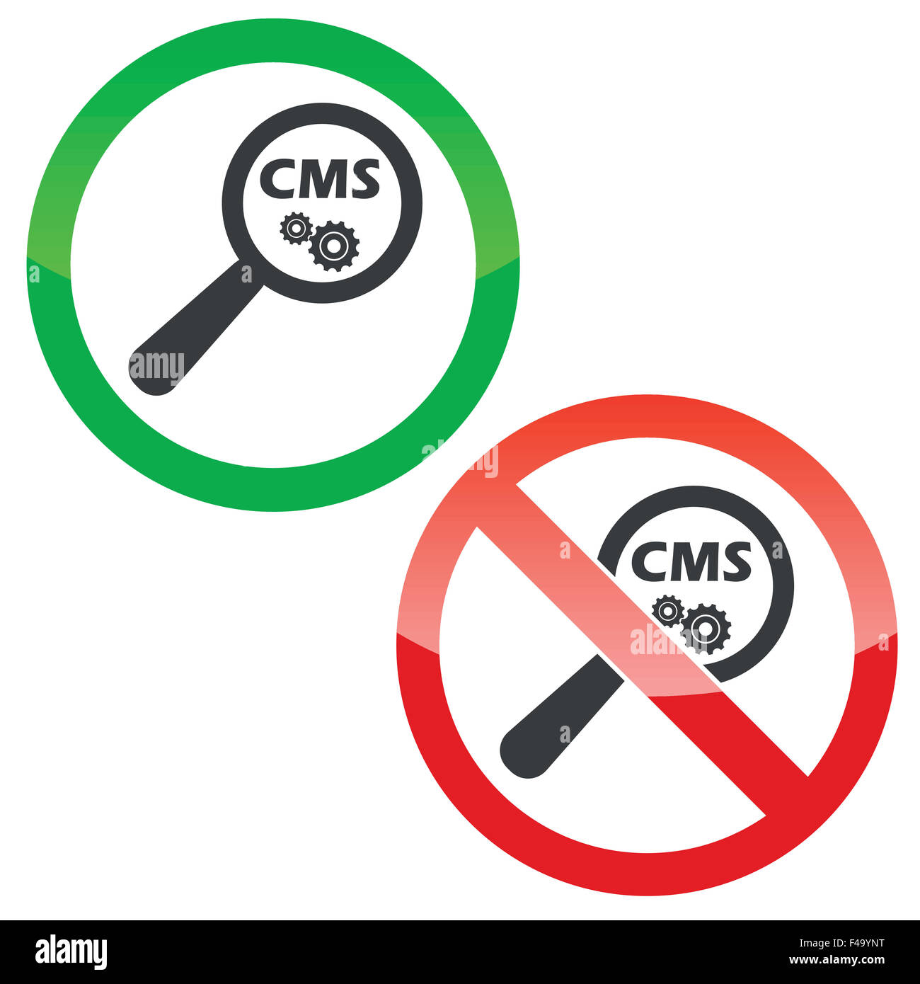CMS search permission signs set Stock Photo - Alamy