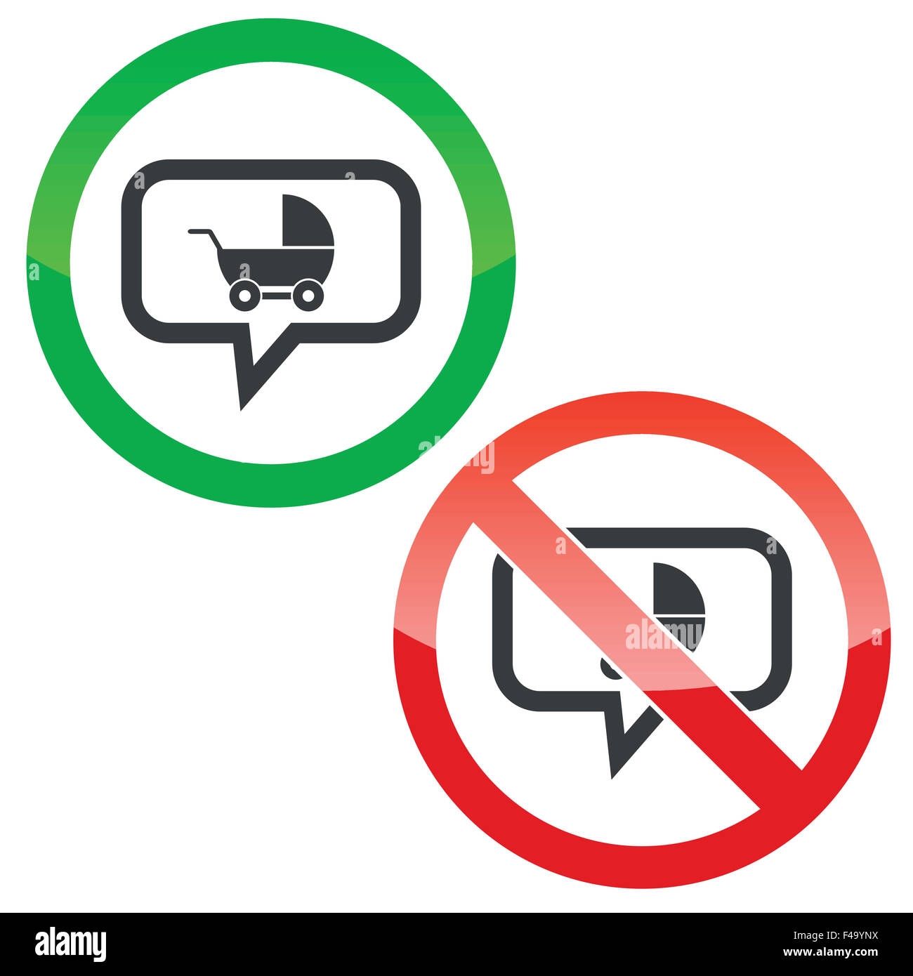 Pram message permission signs Stock Photo - Alamy