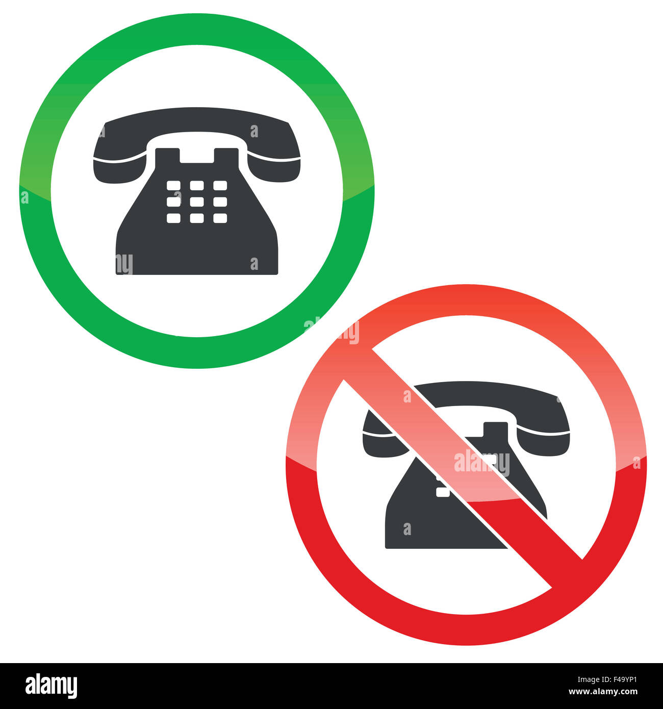 Phone permission signs set Stock Photo - Alamy
