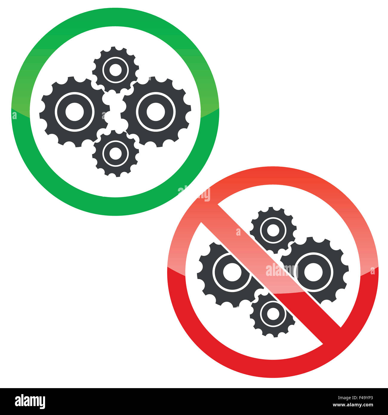 Cogs permission signs set Stock Photo - Alamy
