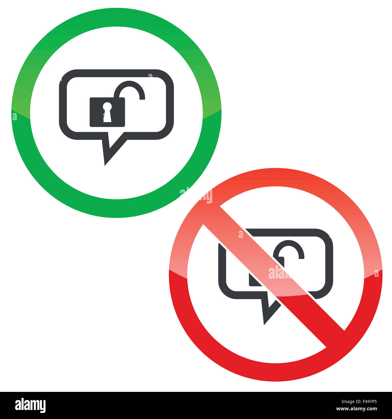 Unlocked message permission signs Stock Photo - Alamy