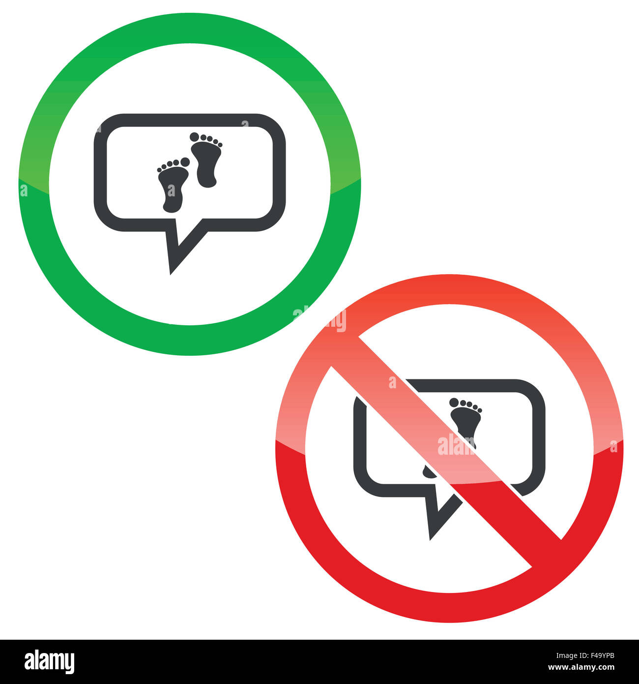 Footprint message permission signs Stock Photo - Alamy