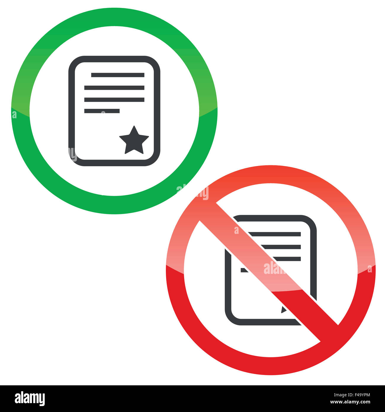 Best document permission signs set Stock Photo - Alamy