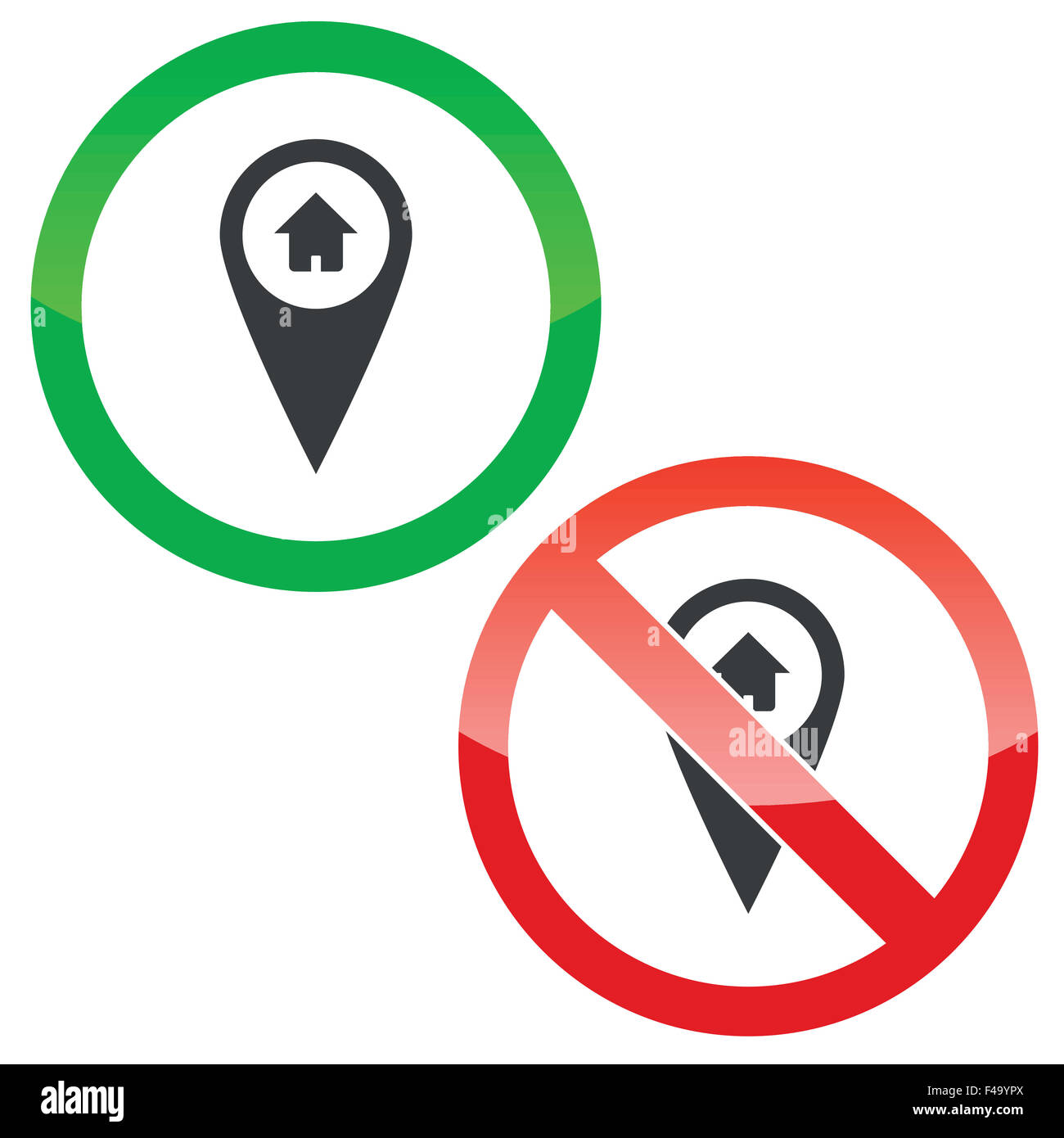 Mark house permission signs set Stock Photo - Alamy