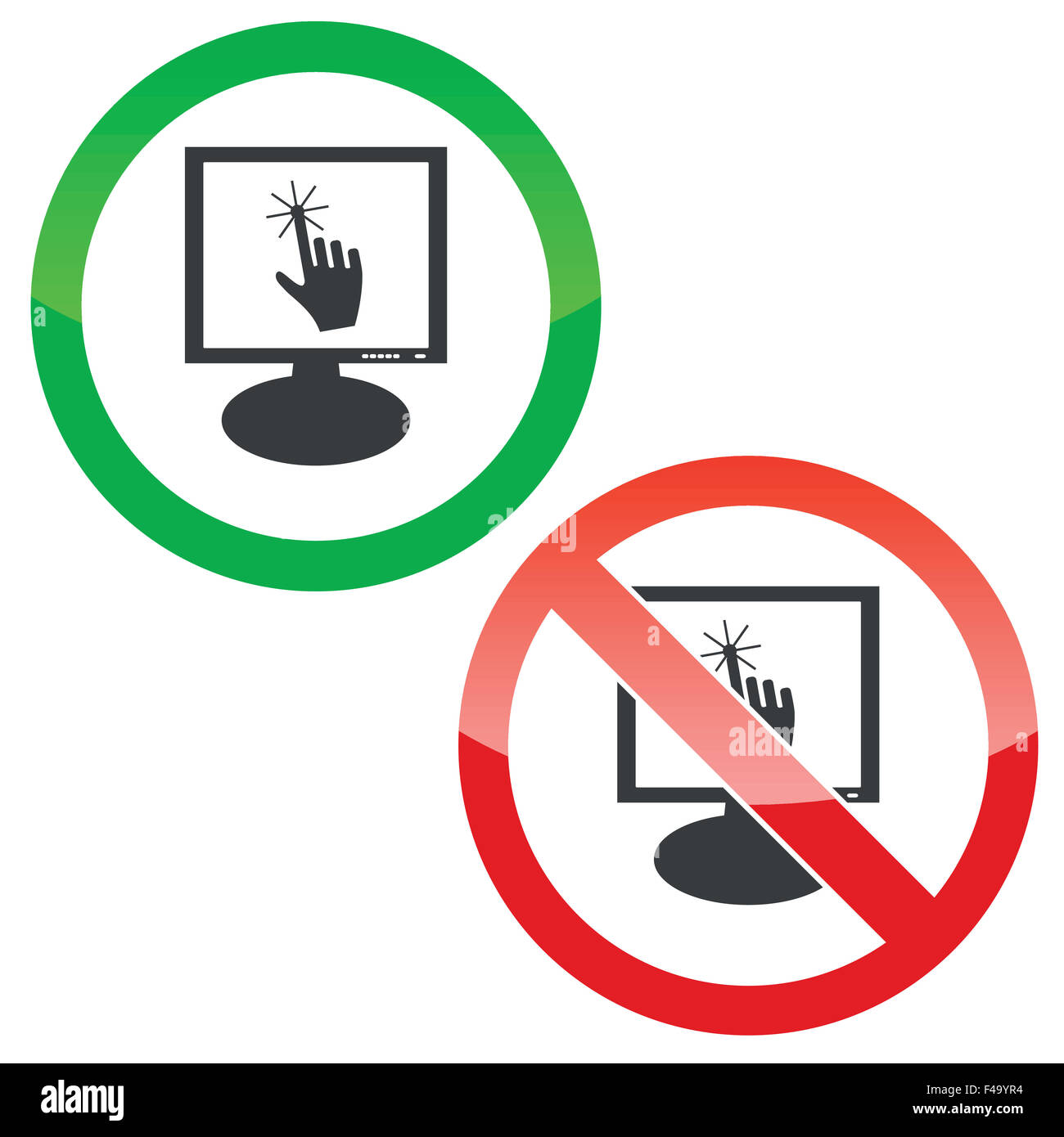 Touch monitor permission signs Stock Photo - Alamy