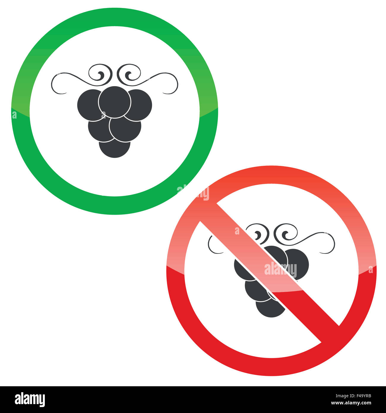 Grape permission signs set Stock Photo - Alamy