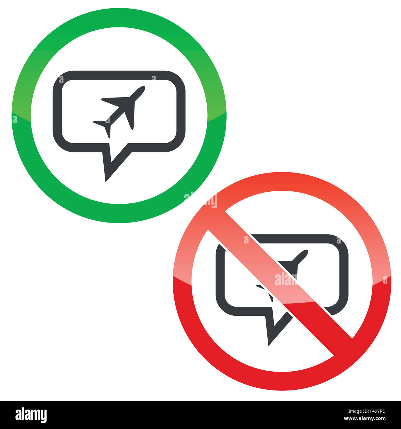 Plane message permission signs Stock Photo - Alamy