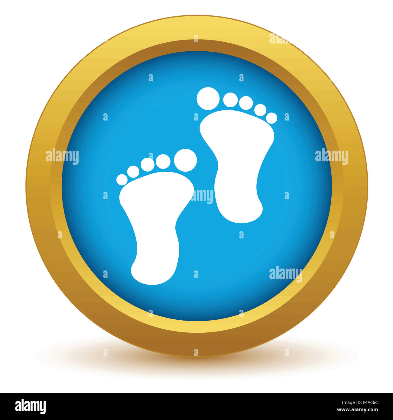 Gold foot steps icon Stock Photo - Alamy