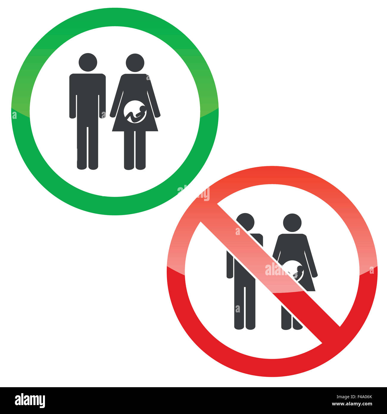 Young family permission signs set Stock Photo - Alamy