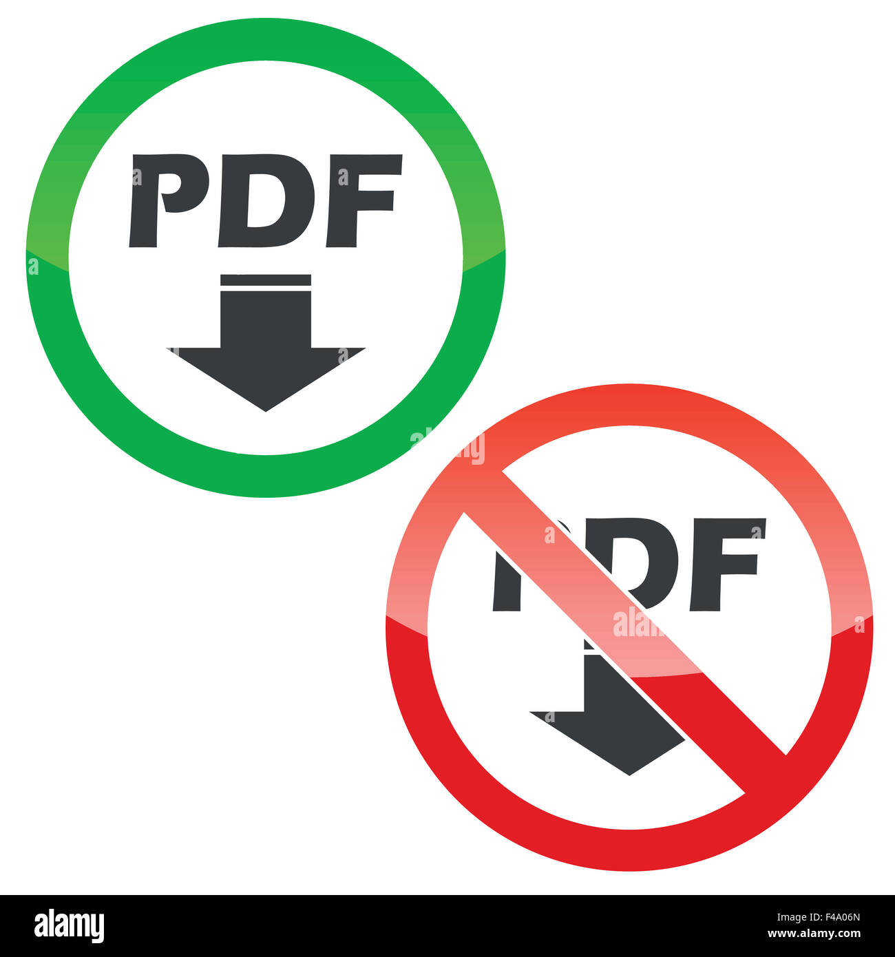 PDF download permission signs set Stock Photo - Alamy