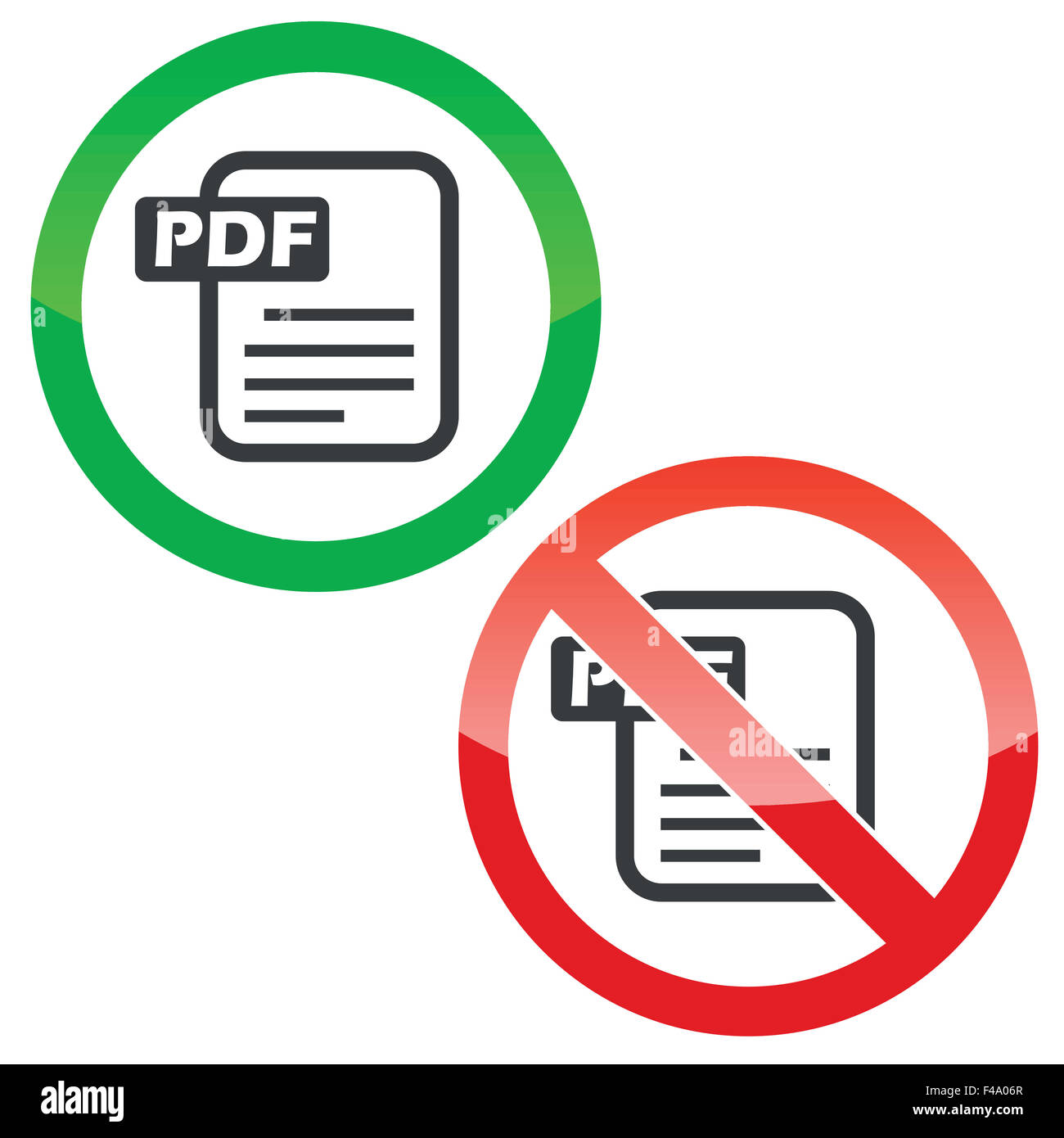 PDF file permission signs set Stock Photo - Alamy