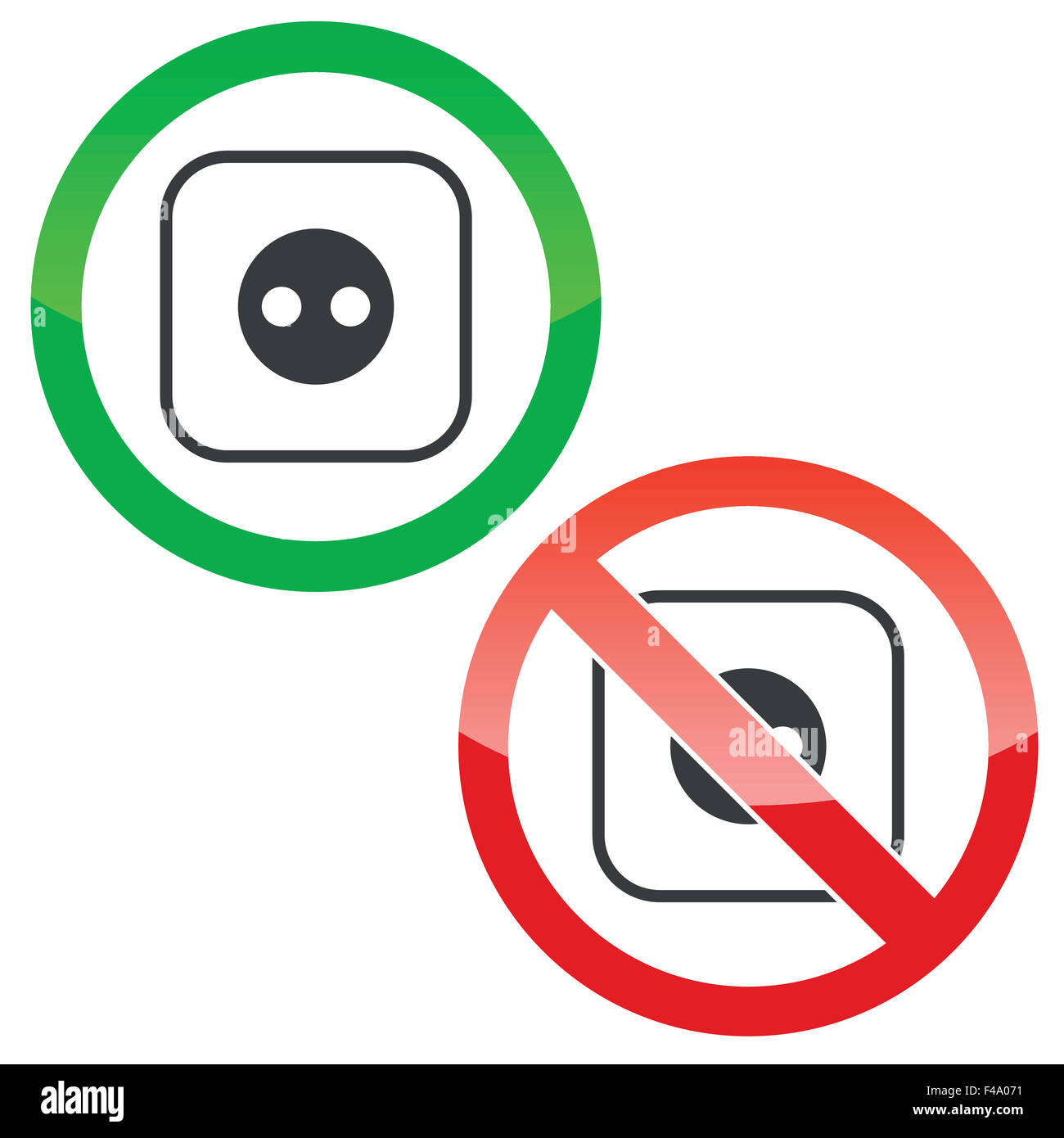 Socket permission signs set Stock Photo - Alamy