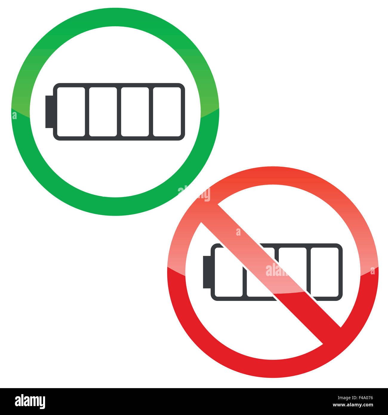 Empty battery permission signs set Stock Photo - Alamy
