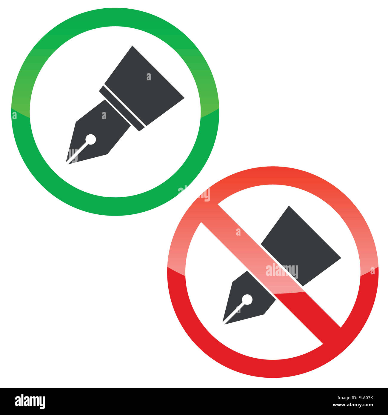 Ink pen permission signs set Stock Photo - Alamy