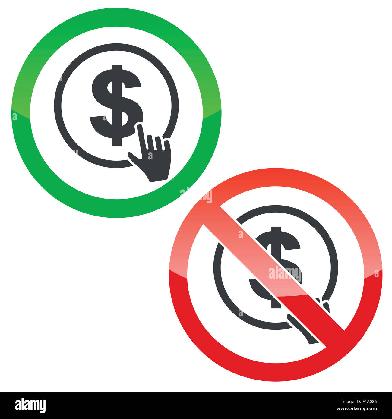 Dollar click permission signs set Stock Photo - Alamy