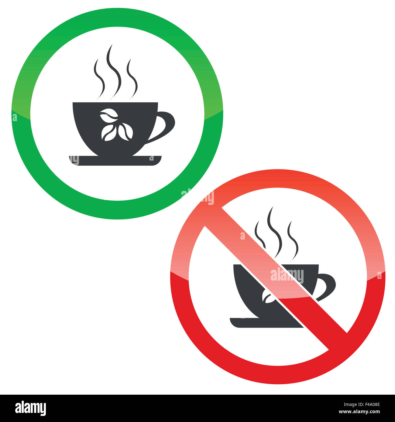 Coffee cup permission signs set Stock Photo - Alamy