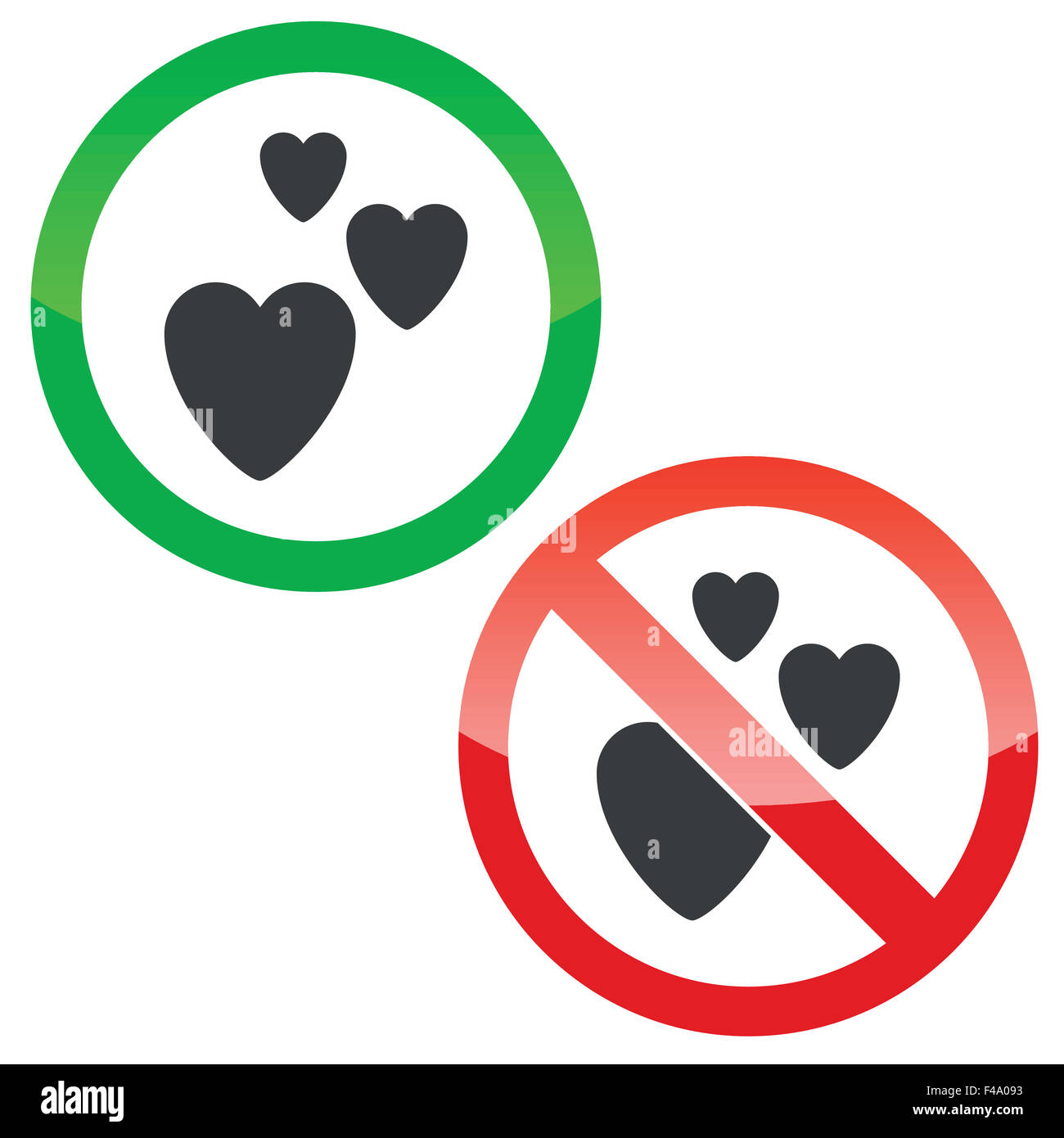 Love permission signs set Stock Photo - Alamy