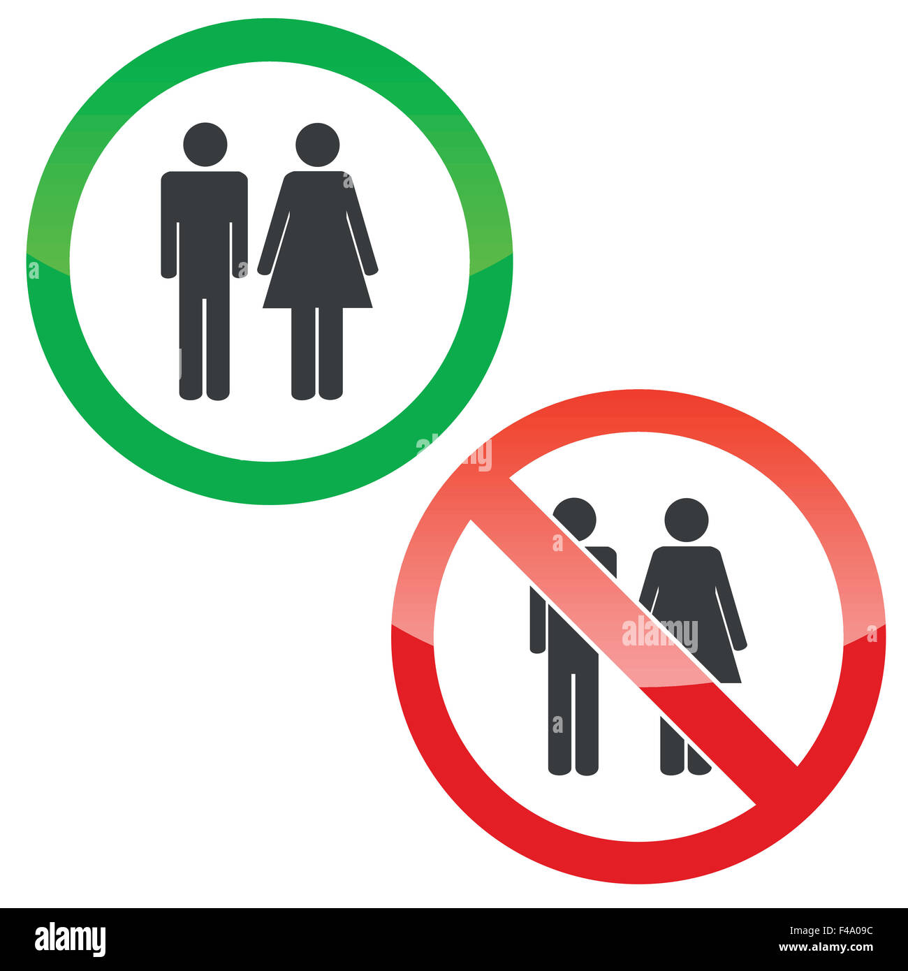 Man woman permission signs set Stock Photo - Alamy