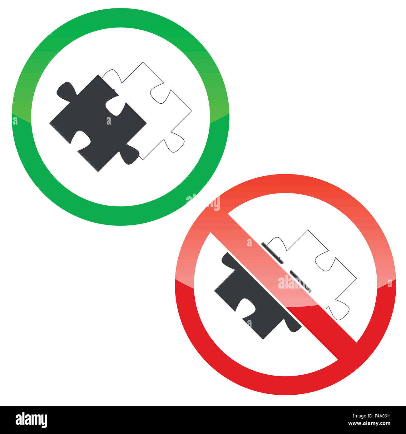 Place puzzle permission signs set Stock Photo - Alamy