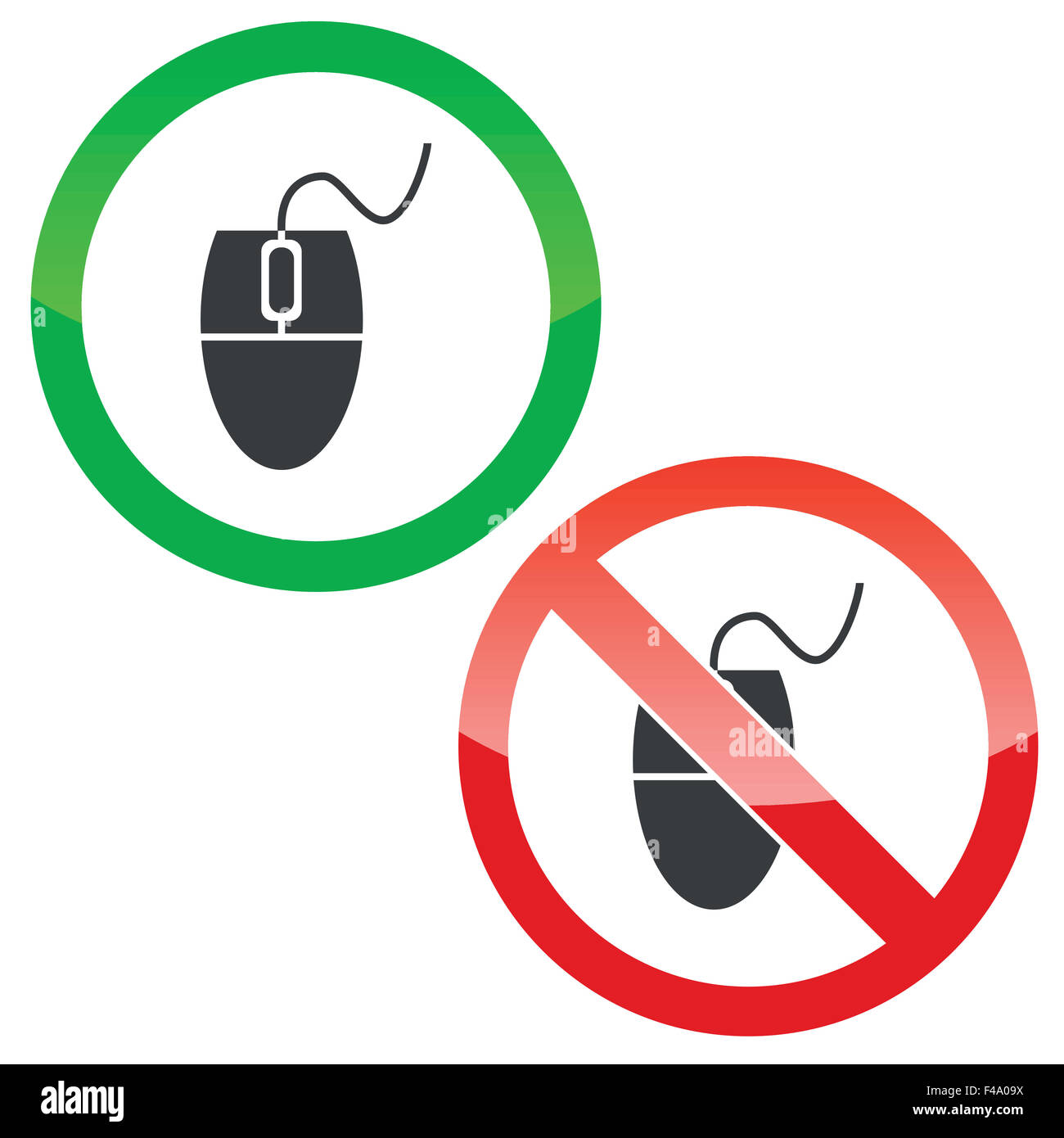 Computer mouse permission signs set Stock Photo - Alamy