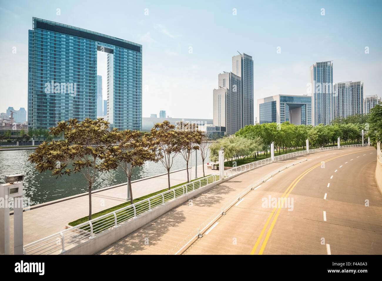 city road and modern building Stock Photo - Alamy