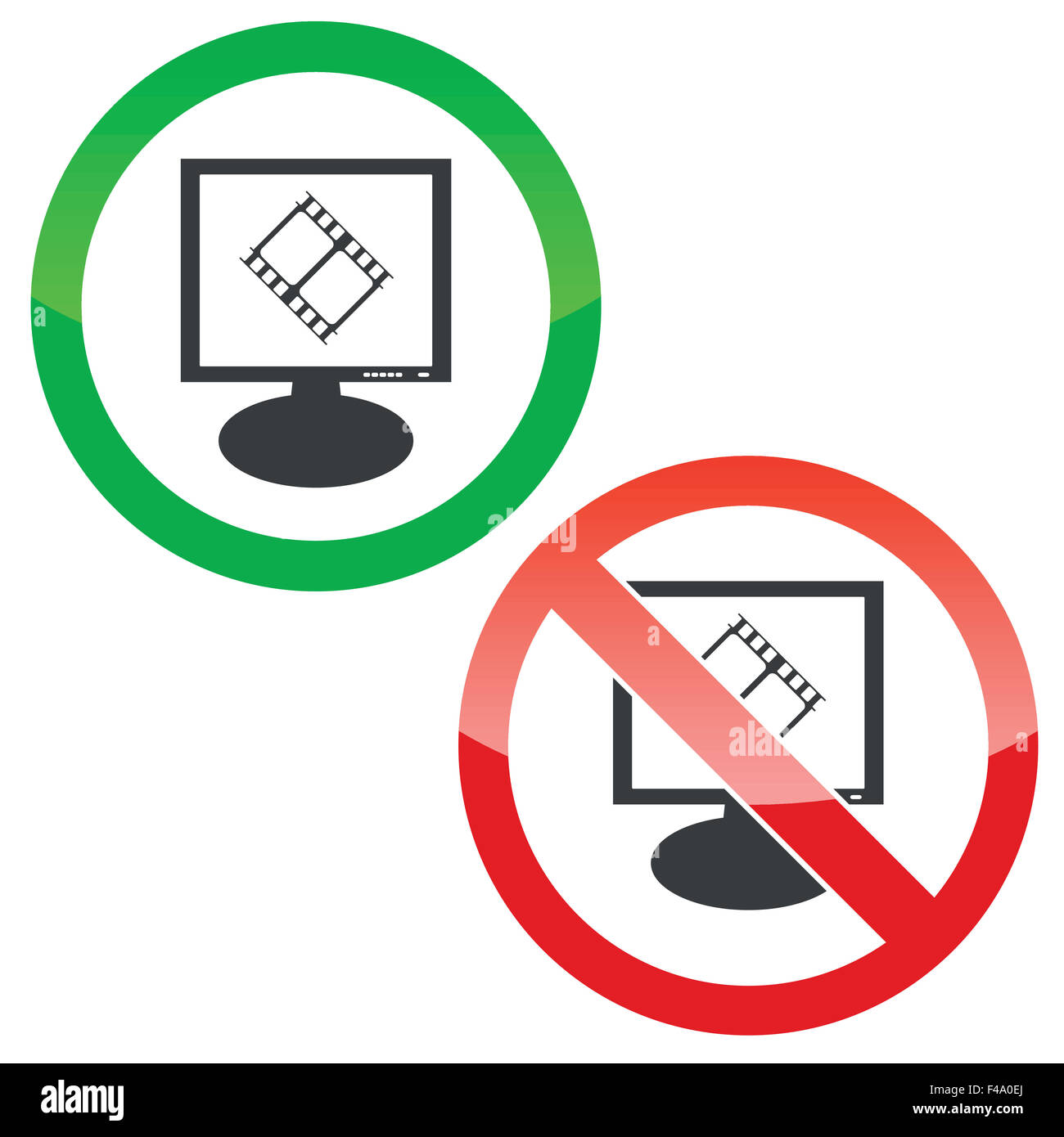 Movie monitor permission signs Stock Photo - Alamy