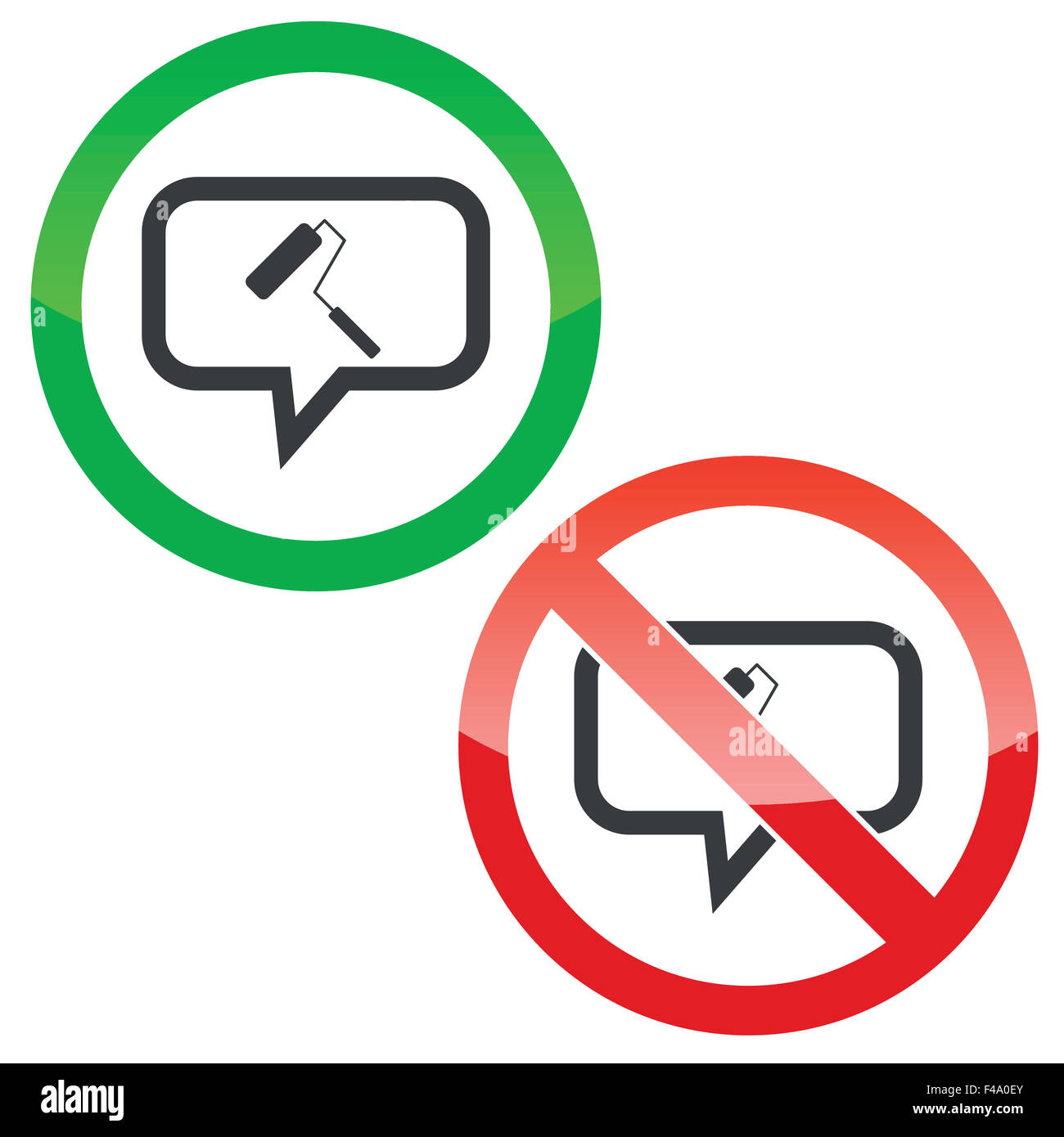 Paint roller message permission signs Stock Photo - Alamy