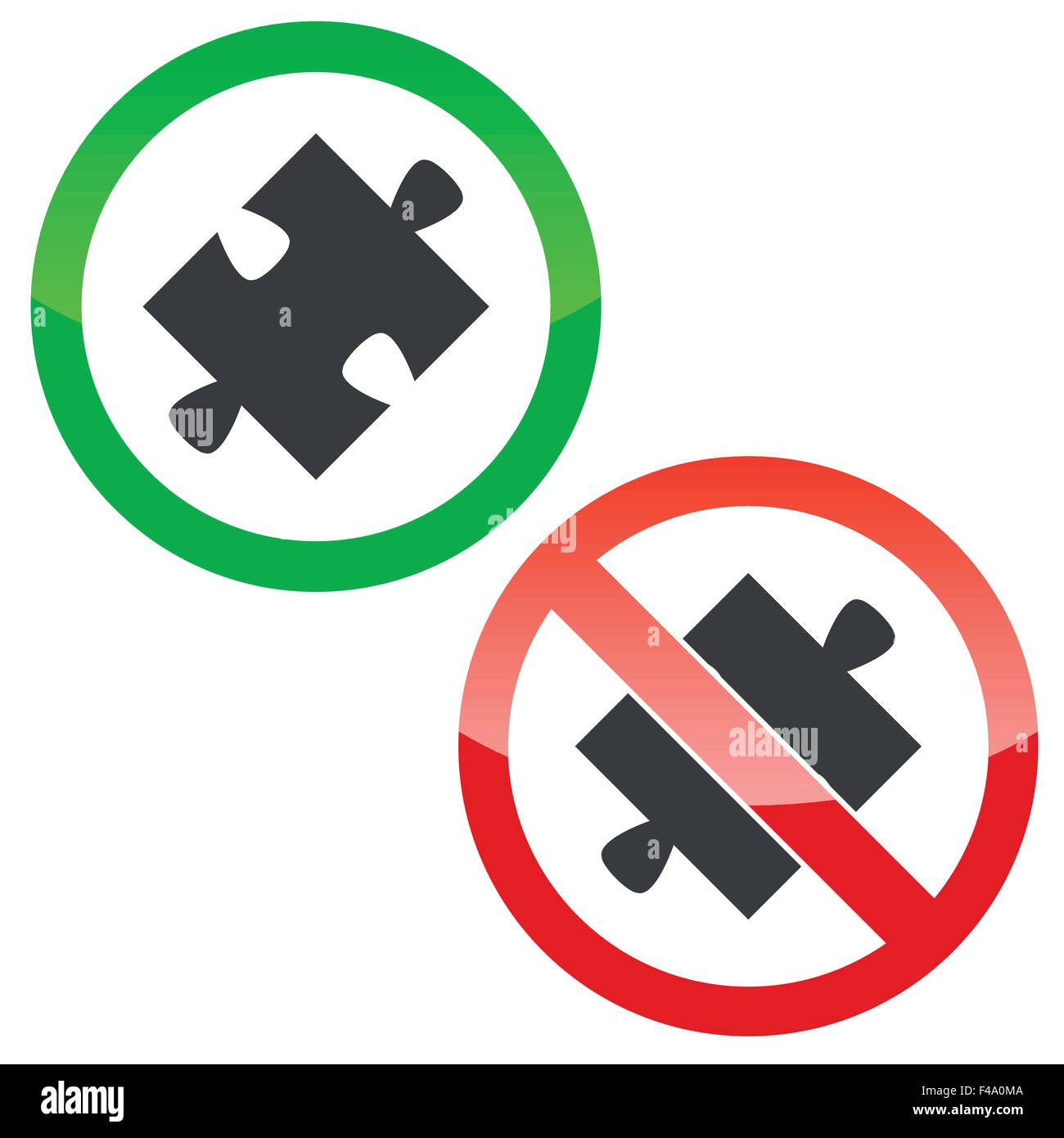 Puzzle permission signs set Stock Photo - Alamy