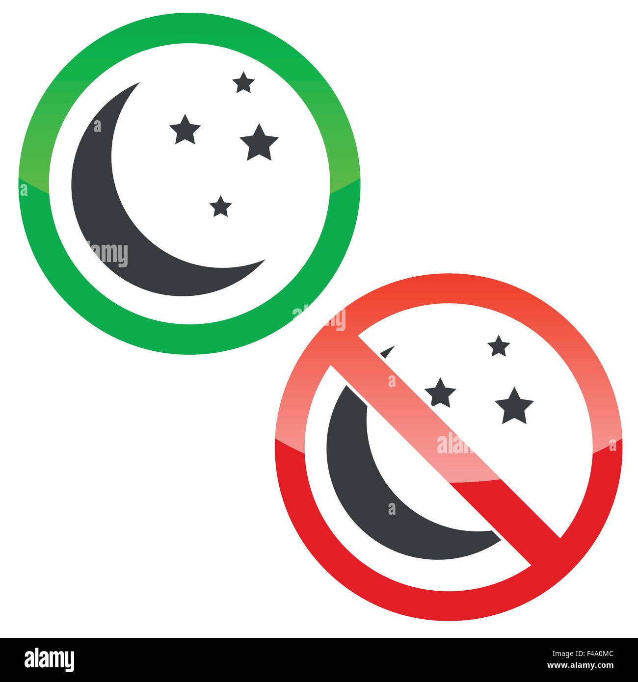 Night permission signs set Stock Photo - Alamy