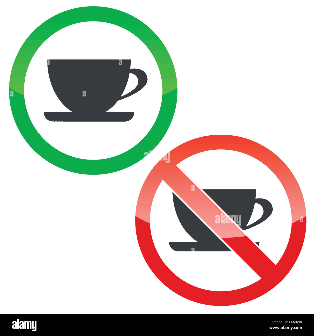 Cup permission signs set Stock Photo - Alamy