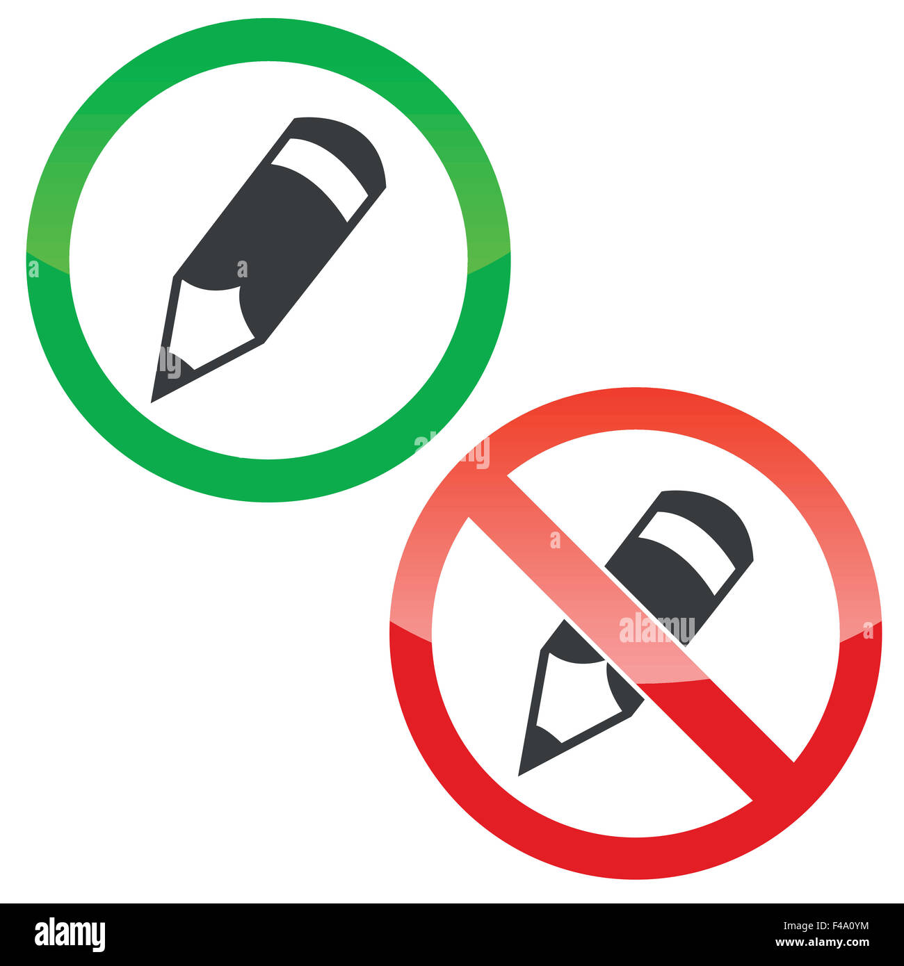 Pencil permission signs set Stock Photo - Alamy