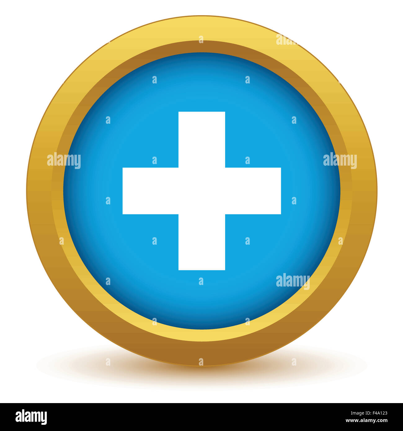 Gold plus icon Stock Photo - Alamy