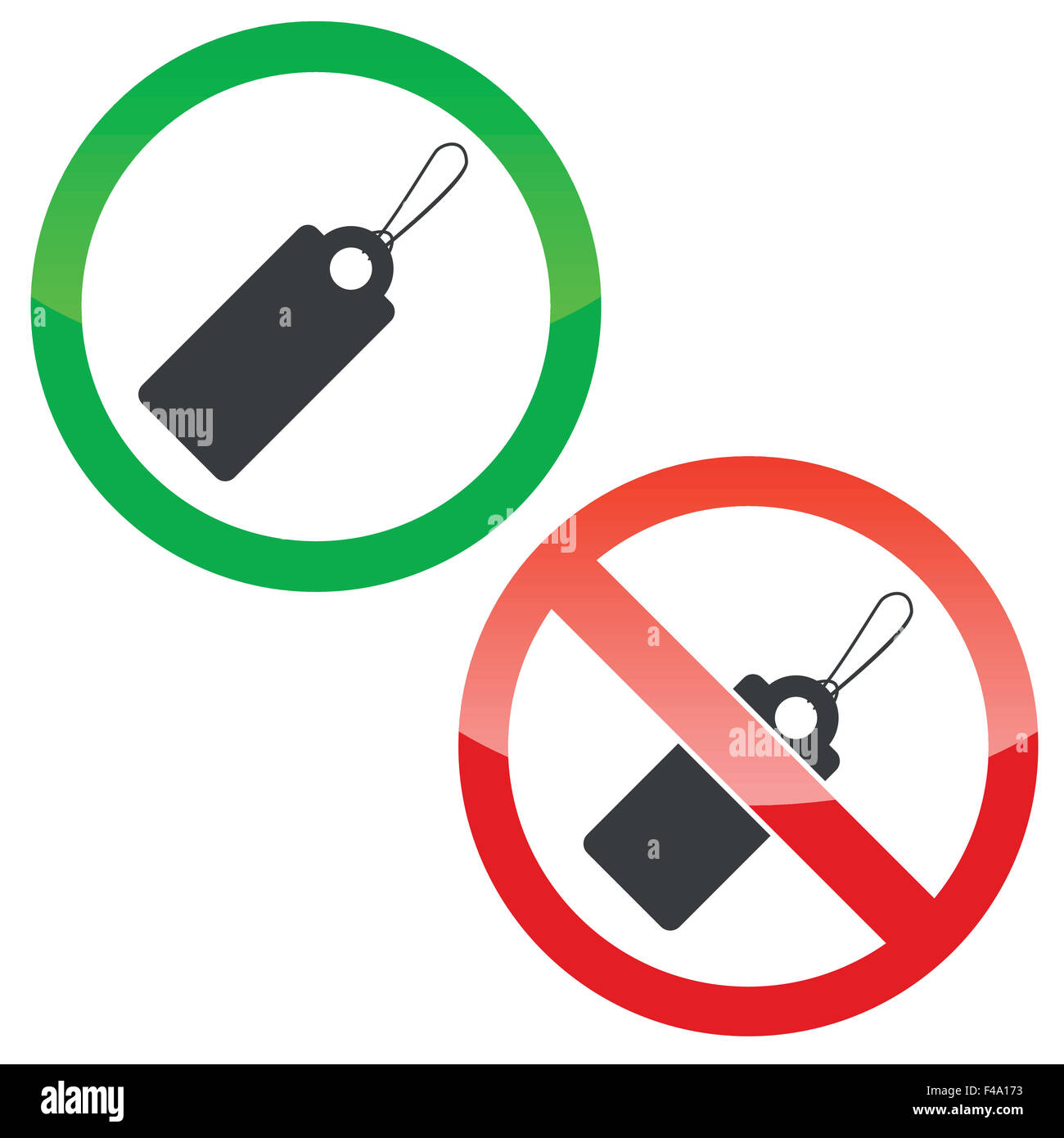 String tag permission signs set Stock Photo - Alamy