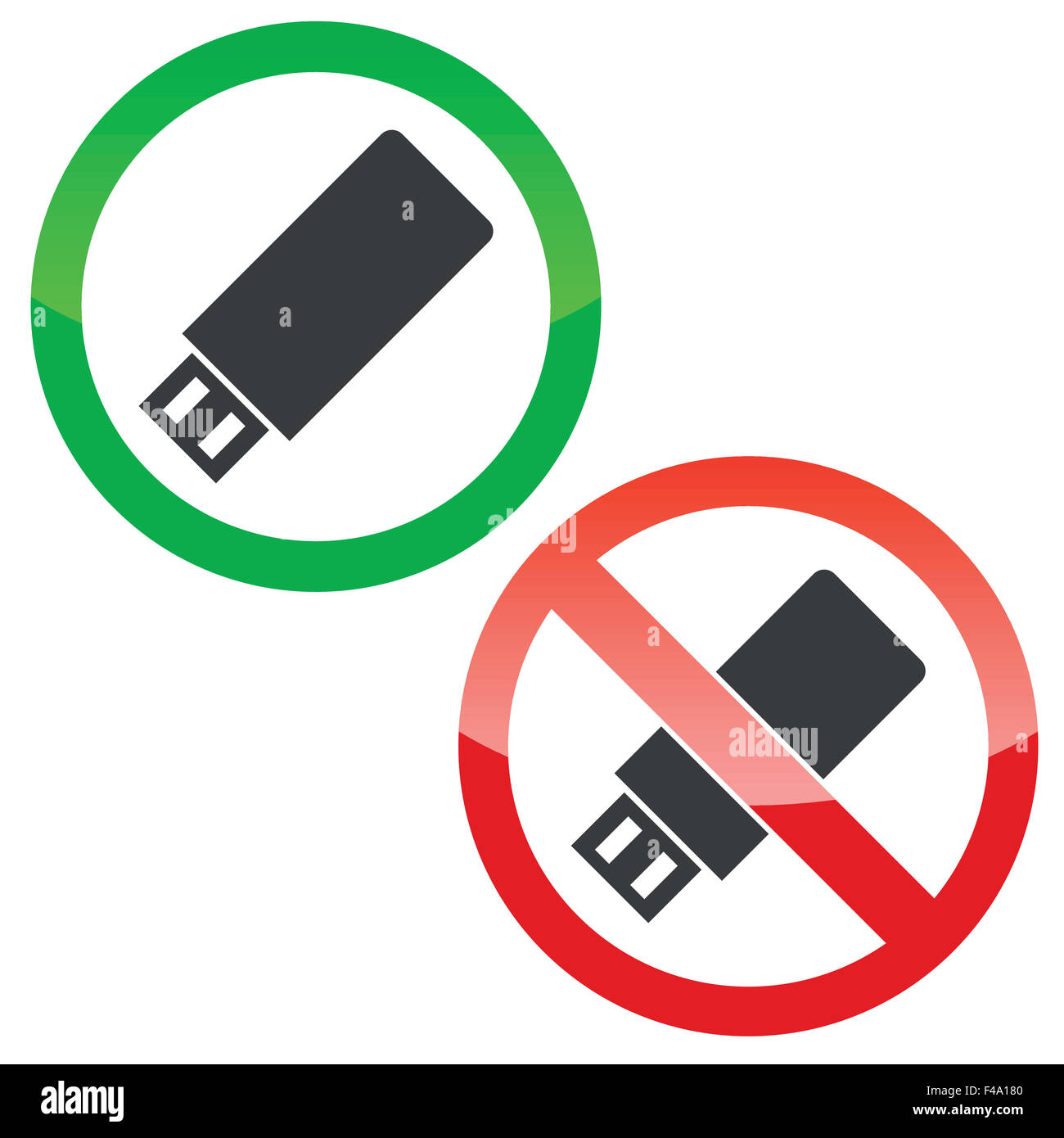 USB stick permission signs set Stock Photo - Alamy