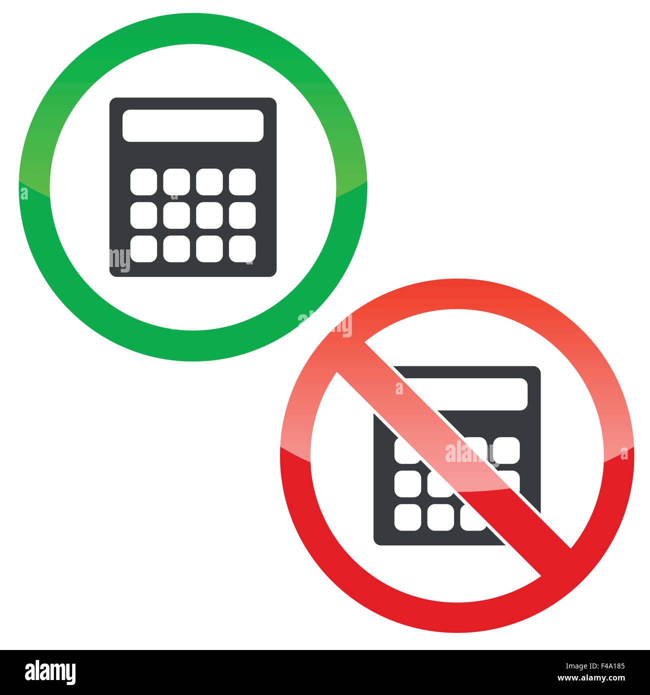 Calculate permission signs set Stock Photo - Alamy