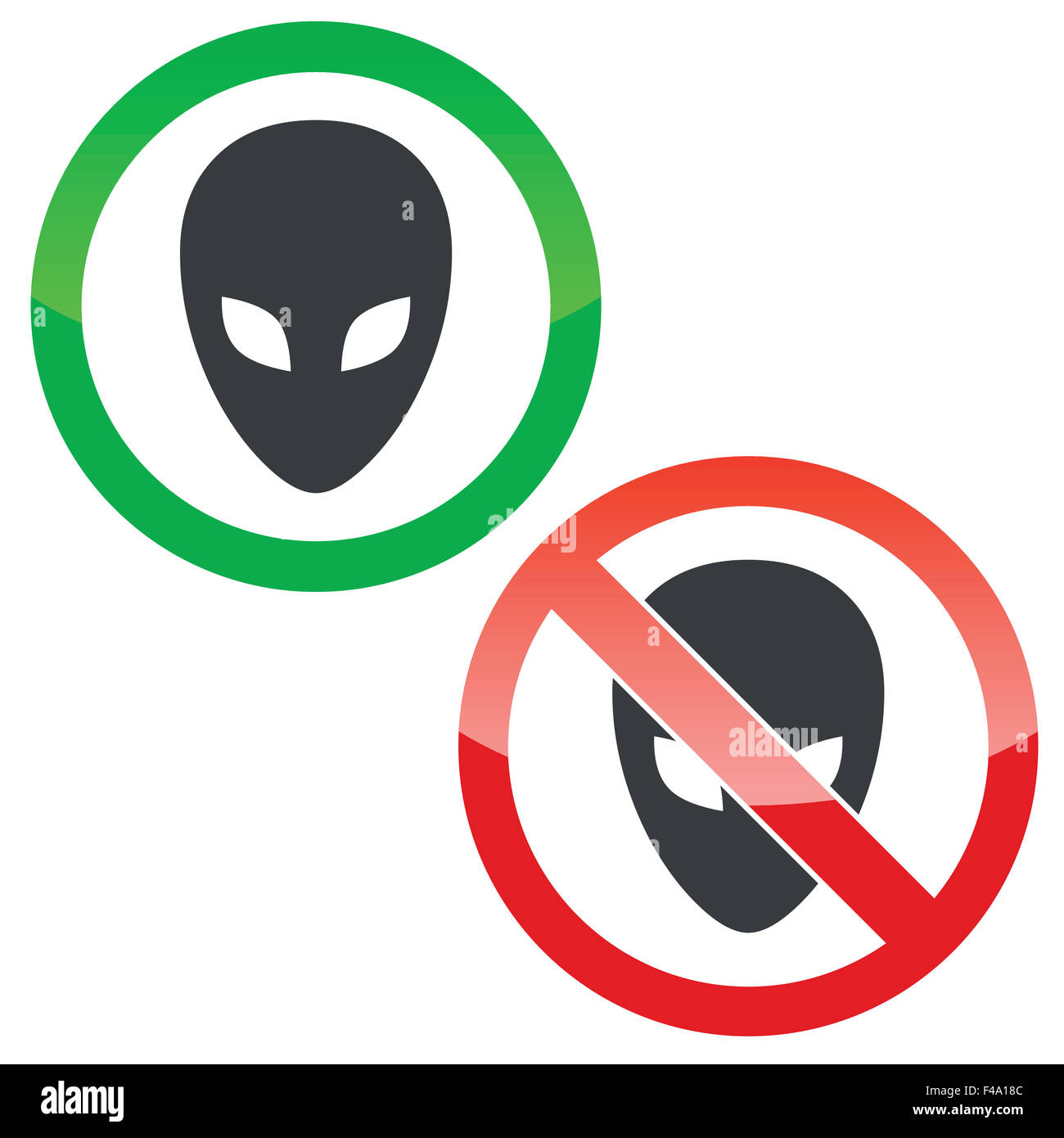 Alien permission signs set Stock Photo - Alamy