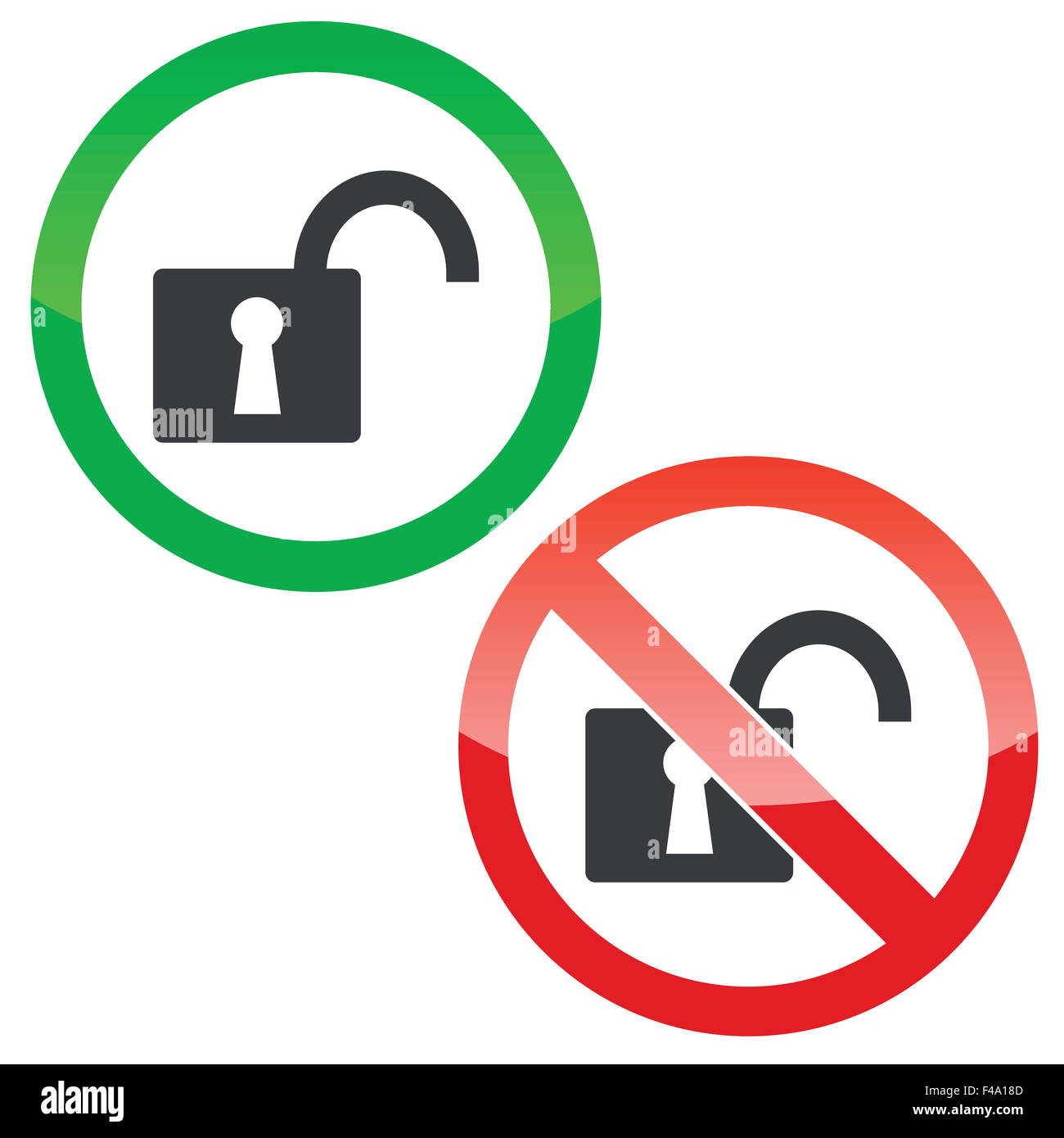 Unlock permission signs set Stock Photo - Alamy