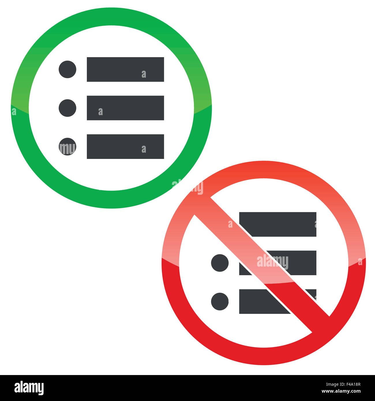 Dotted list permission signs set Stock Photo - Alamy