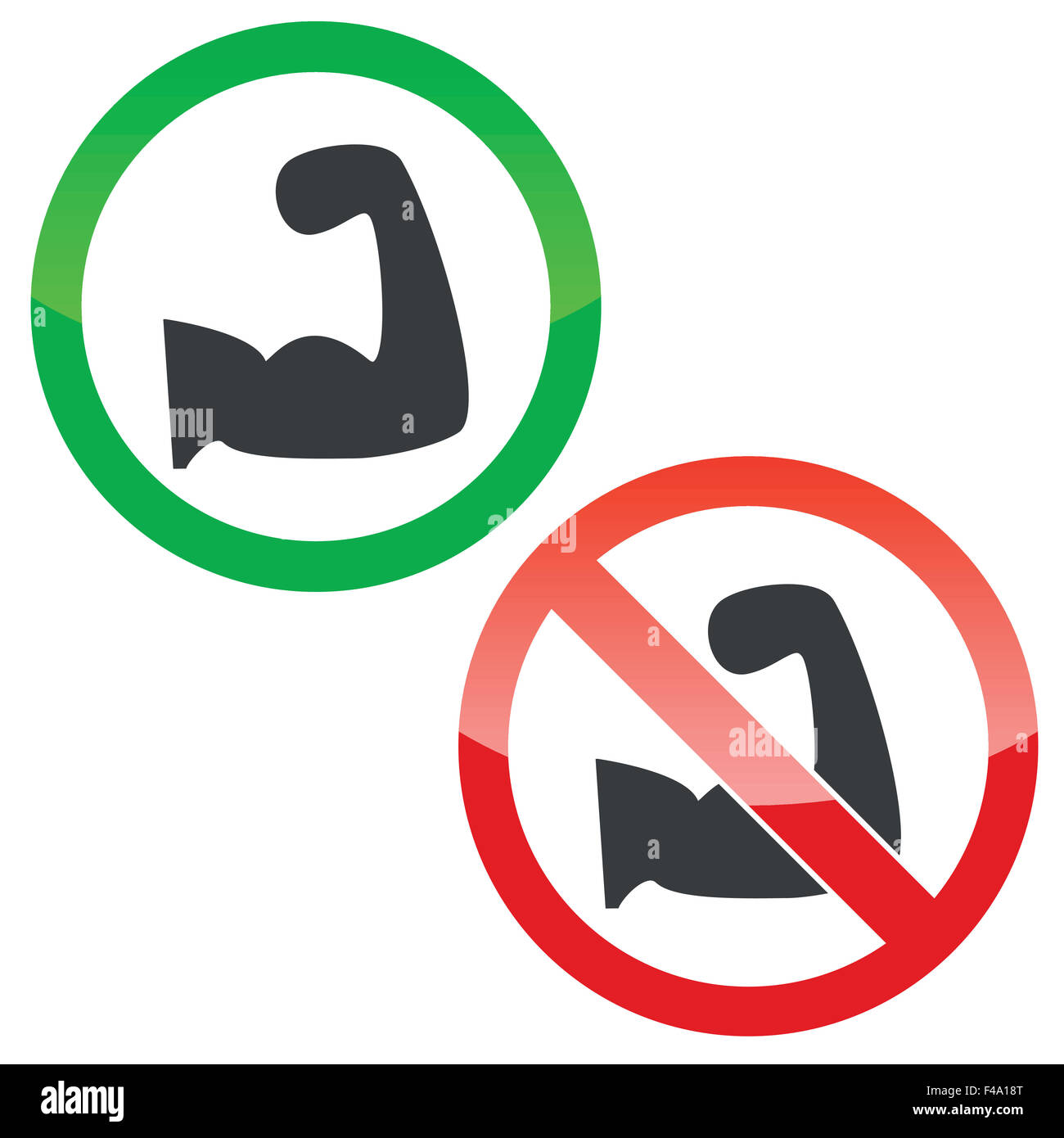 Bodybuilding permission signs set Stock Photo - Alamy
